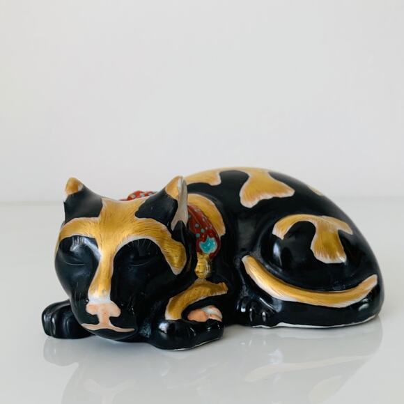 Antique | Art | Antique Sleeping Cat Nemuri Neko Kutani Imari Porcelain ...